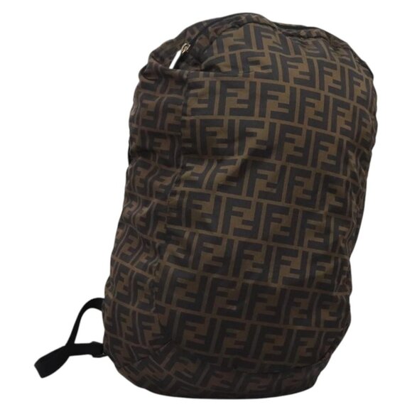 Fendi | Bags | Fendi Zucca Canvas Backpack Nylon Black Brown Auth 2226 ...
